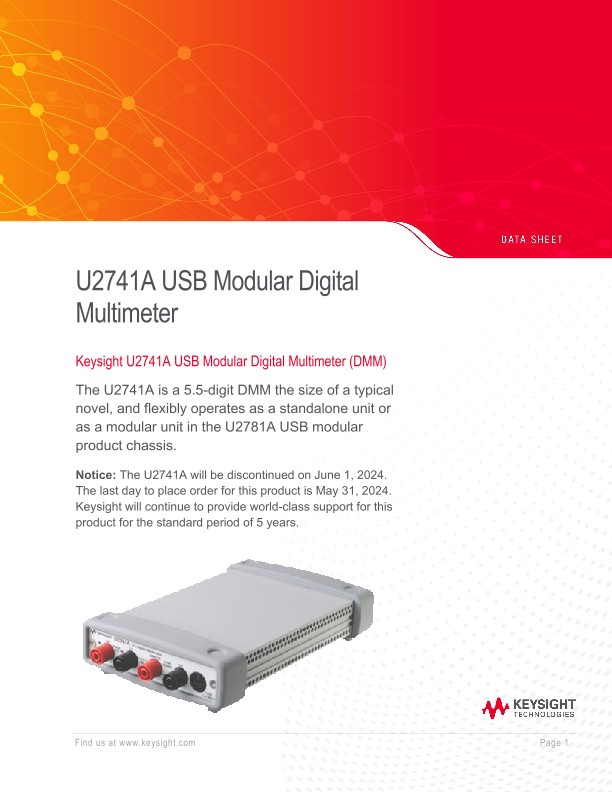 U2741A USB Modular Digital Multimeter PDF Asset Page | Keysight